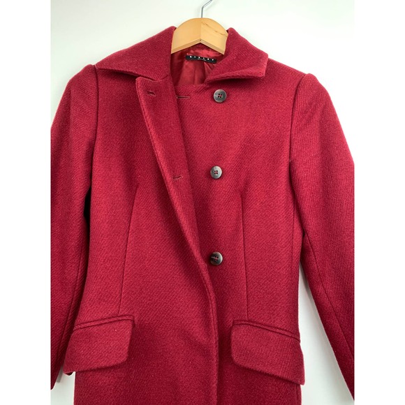 Sisley | Jackets & Coats | Sisley Wool Blend Red Long Coat 6 | Poshmark